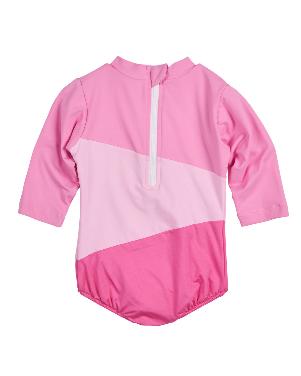Bright Pink 1-Piece Rashguard Swimsuit