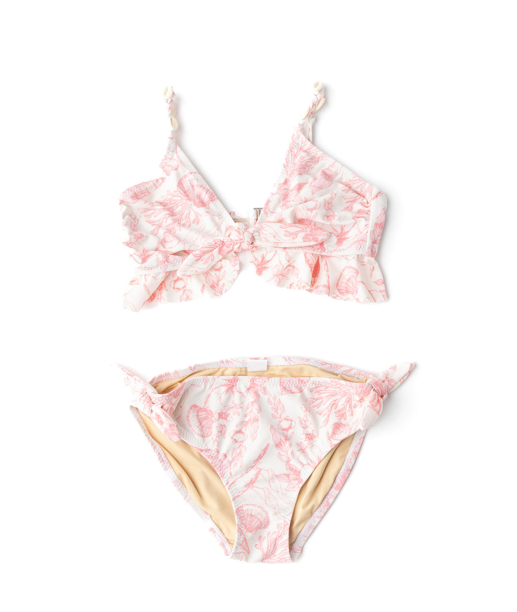 Coral Seaside Toile Bikini w/ Shells